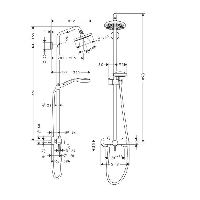Hansgrohe Croma 100 Shower Set With Single Lever Mixer | Shower Sets ...